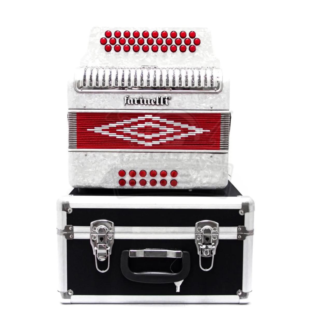 ACORDEON FARINELLI PREMIUM BOTONES FA BLANCO BR APERLADO 3012