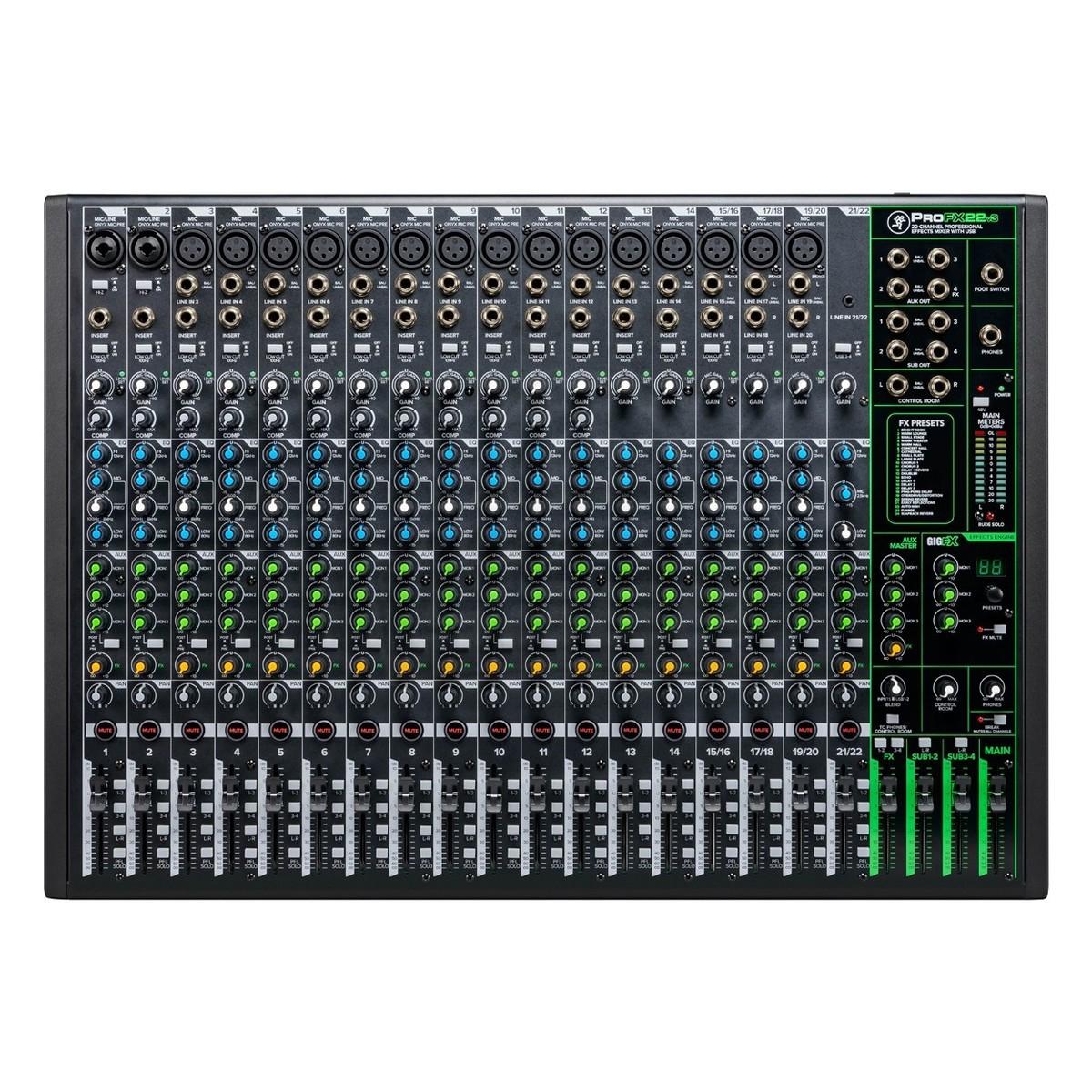 MEZCLADORA MACKIE PROFESIONAL 22 CANALES CON EFECTOS Y USB PROFX22V3