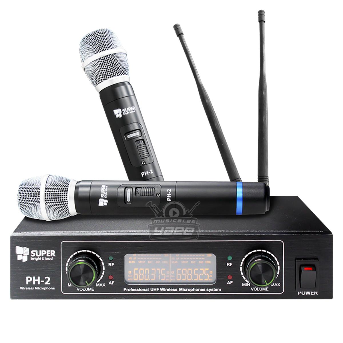 MICROFONO INALAMBRICO SUPER BRIGHT DOBLE UHF 550-900 MHZ PH2