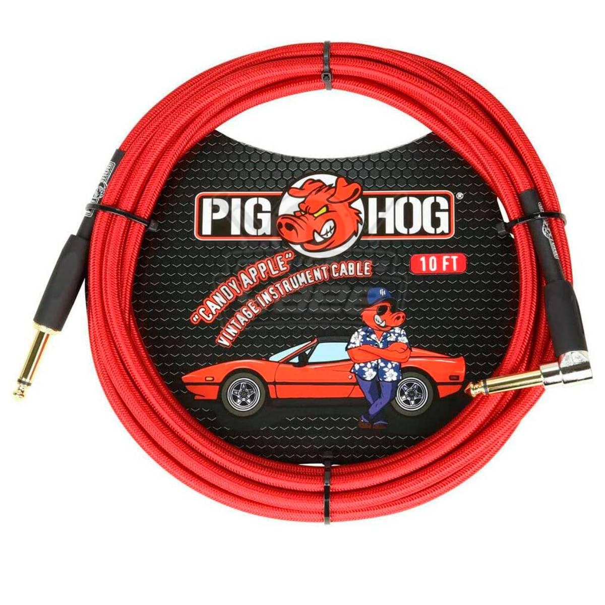 Pig Hog PCH10CAR CABLE INSTRUMENTO Candy Apple Red 3.05MT ANGULO RECTO